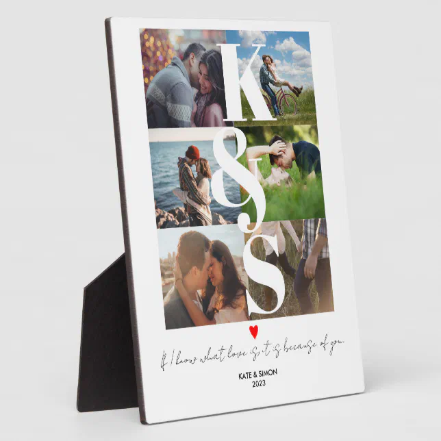 Personalised Couples Initial Photo Collage Custom Plaque | Zazzle