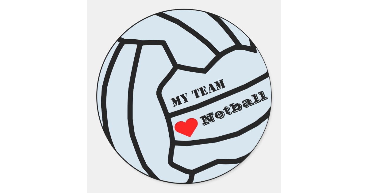Personalised Custom Colour Love Netball Team Classic Round Sticker | Zazzle