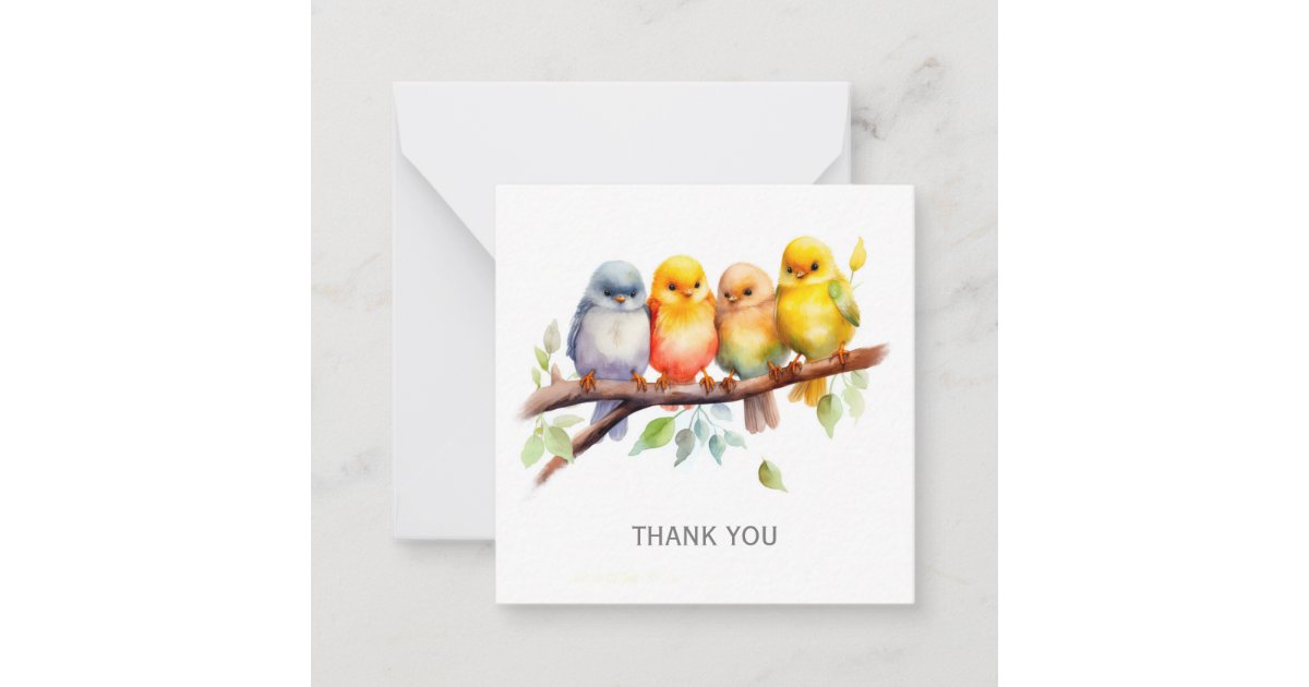 Personalised Cute Birds Thank You Card | Zazzle