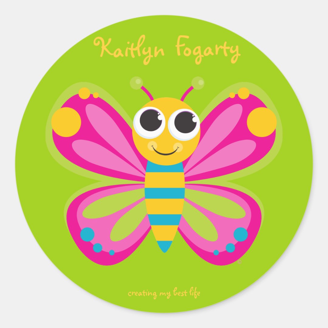 Personalised Cute Butterfly Stickers | Zazzle