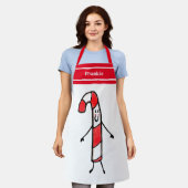 Personalised Cute Christmas Candy Cane Apron | Zazzle