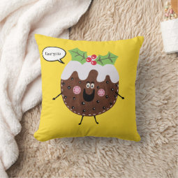 Personalised Cute Christmas Pudding Pillow Cushion | Zazzle