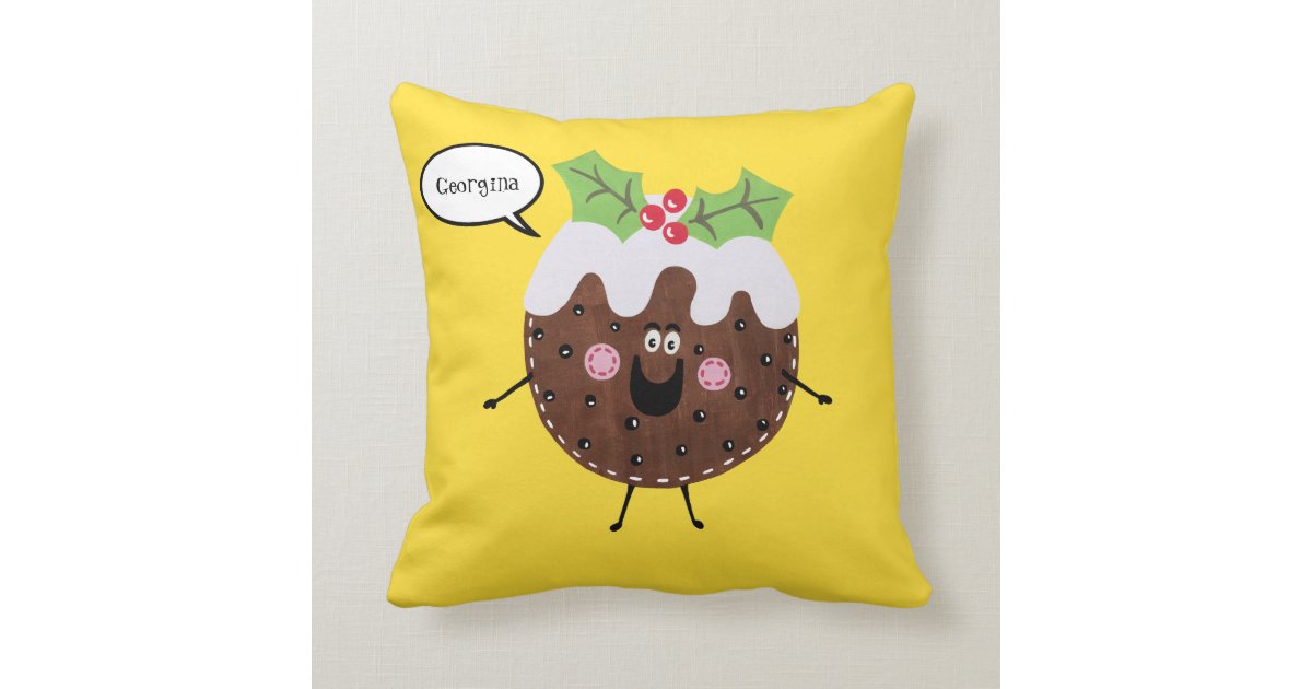 Personalised Cute Christmas Pudding Pillow Cushion | Zazzle.co.uk