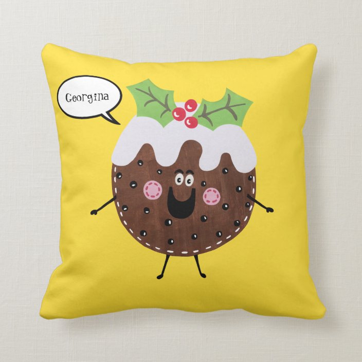 Personalised Cute Christmas Pudding Pillow Cushion | Zazzle.co.uk
