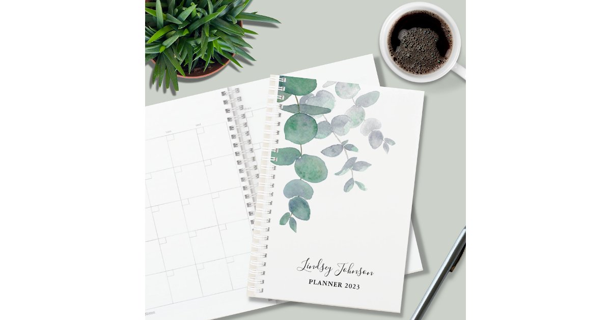 Personalised Eucalyptus Greenery Planner | Zazzle