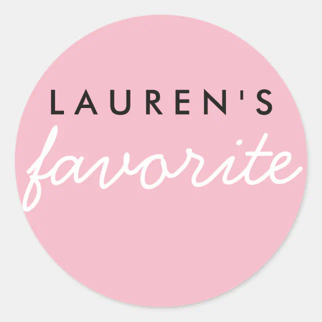 Personalised Favourite Pink and White Classic Round Sticker | Zazzle