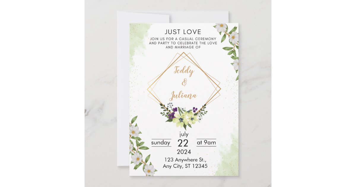 Personalised Floral Wedding Invites, Wedding Invit Invitation | Zazzle