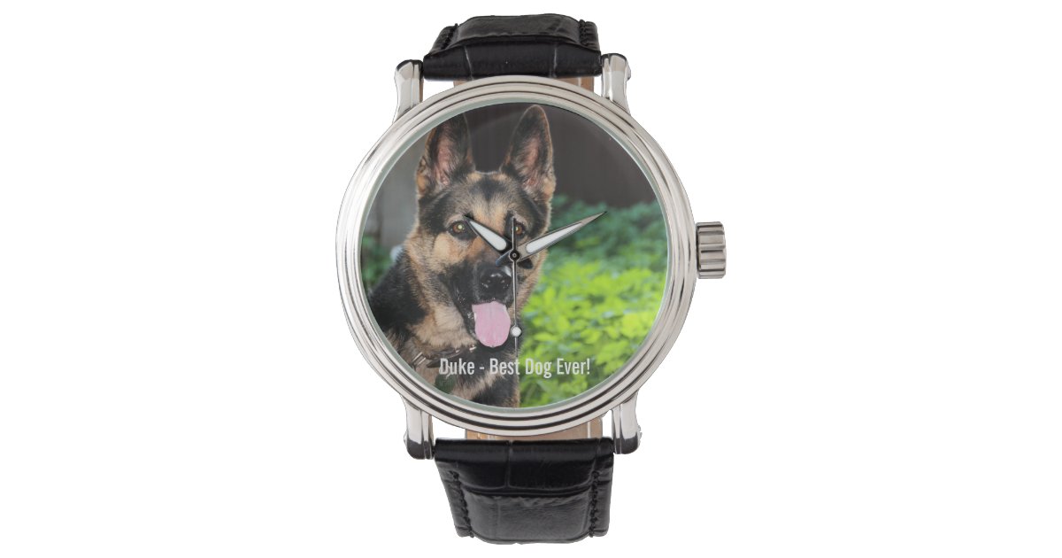 Personalised German Shepherd Dog Photo, Dog Name Watch | Zazzle