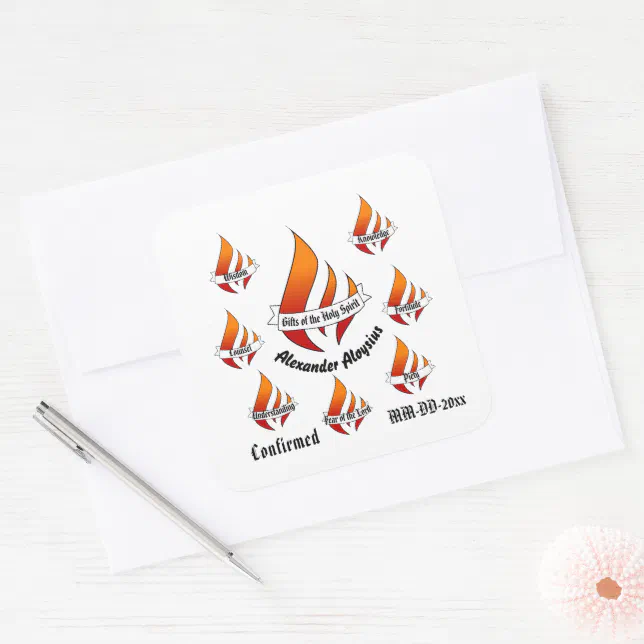 Personalised Gifts of the Holy Spirit Confirmation Square Sticker | Zazzle