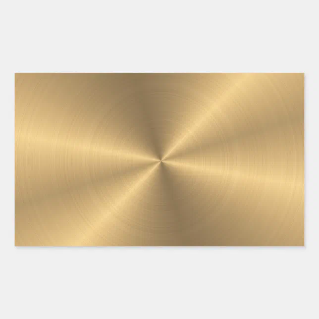 Personalised Gold Metallic Radial Texture Rectangular Sticker | Zazzle