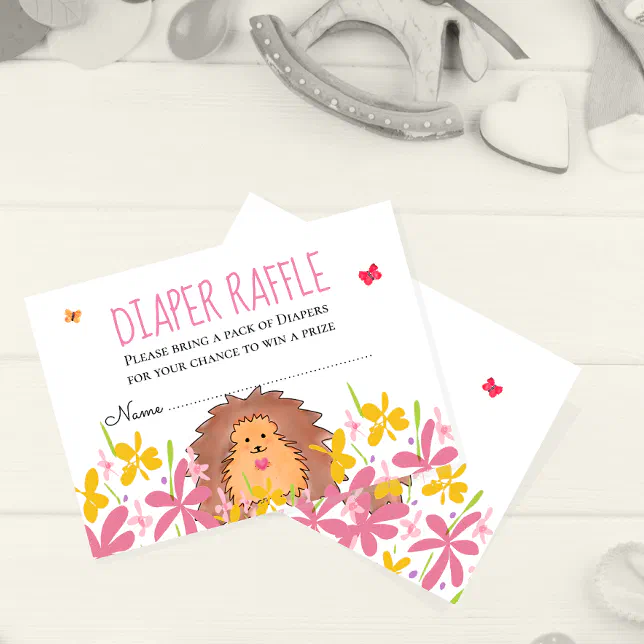 Personalised Hedgehog Baby Shower Diaper Raffle Invitation | Zazzle