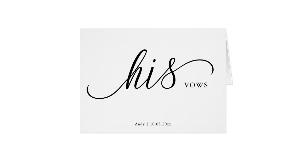 Personalised His Vows Script Font Wedding Day Card | Zazzle