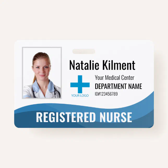 Personalised Hospital Employee Logo Photo and ID ID Badge | Zazzle