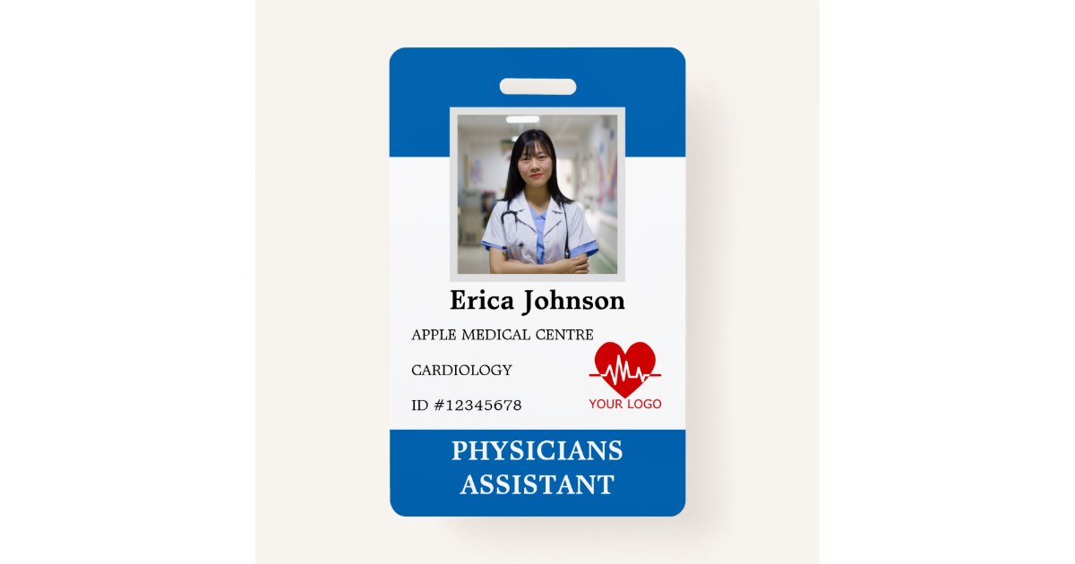 Personalised Hospital Employee Logo & Photo ID ID Badge | Zazzle