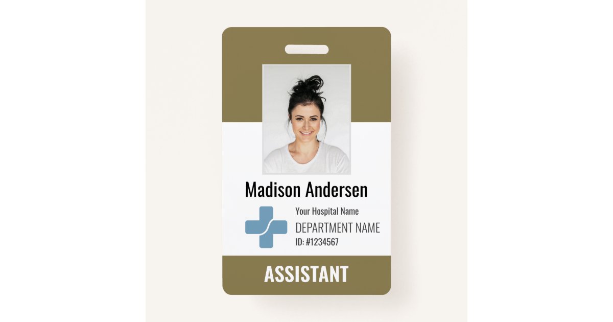 Personalised Hospital Employee Logo & Photo ID ID Badge | Zazzle