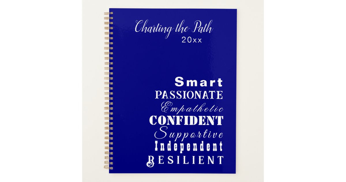 Personalised Inspirational Women White, Royal Blue Planner | Zazzle