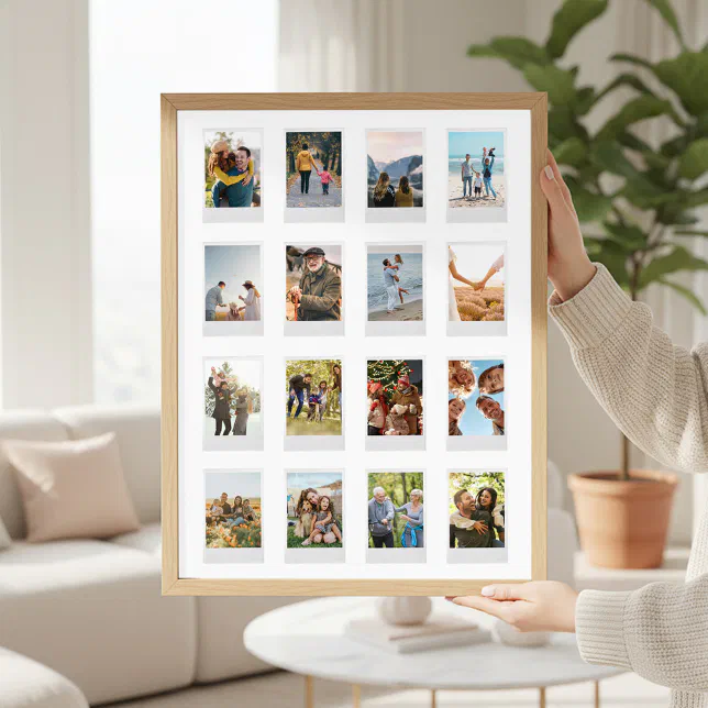 Personalised Instant Film 16 Photo Collage Poster | Zazzle