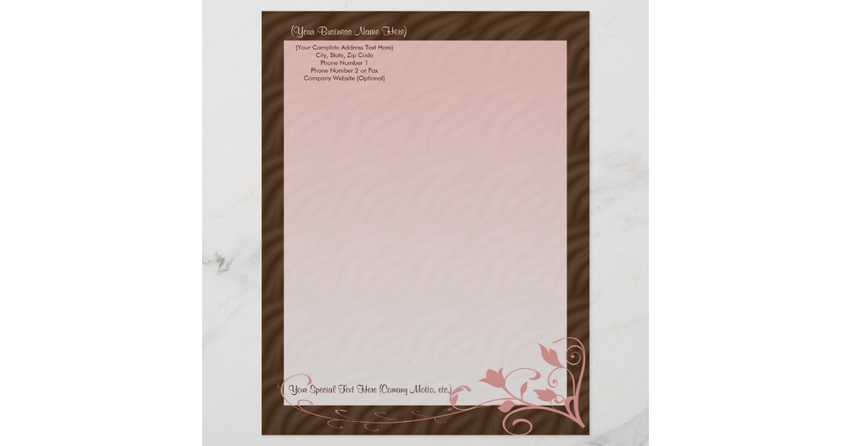 Personalised Letterhead, Feminine Letterhead Template | Zazzle