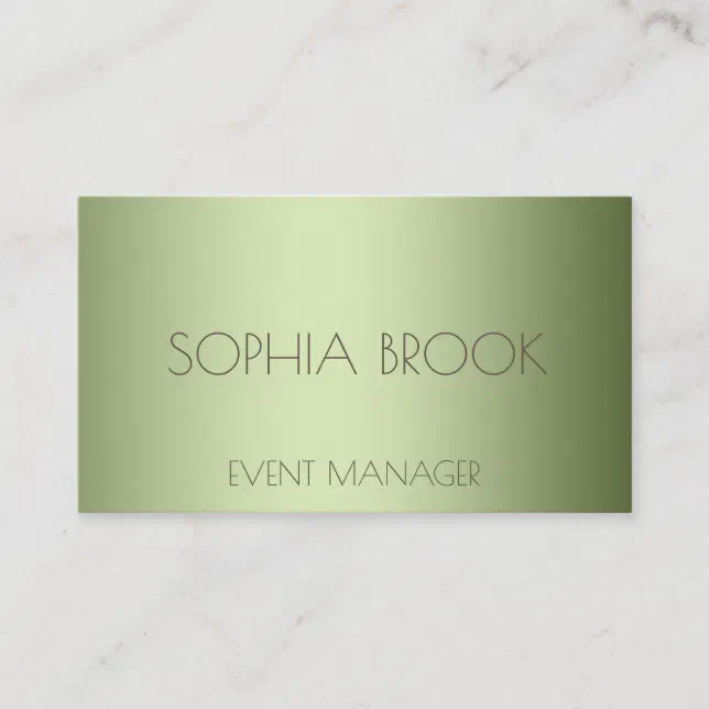 Personalised luxury olive green metallic foil business card | Zazzle