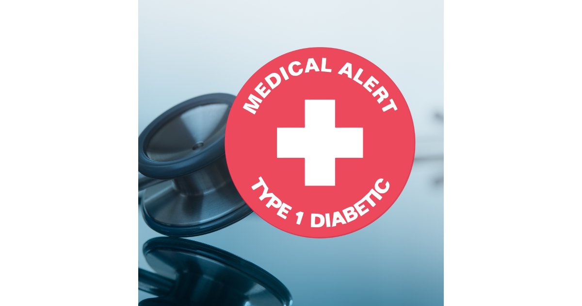 Personalised Medical Alert Diabetic Red Classic Round Sticker | Zazzle