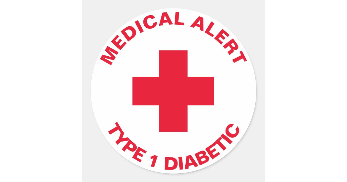 Personalised Medical Alert Insulin Diabetic Red Classic Round Sticker ...