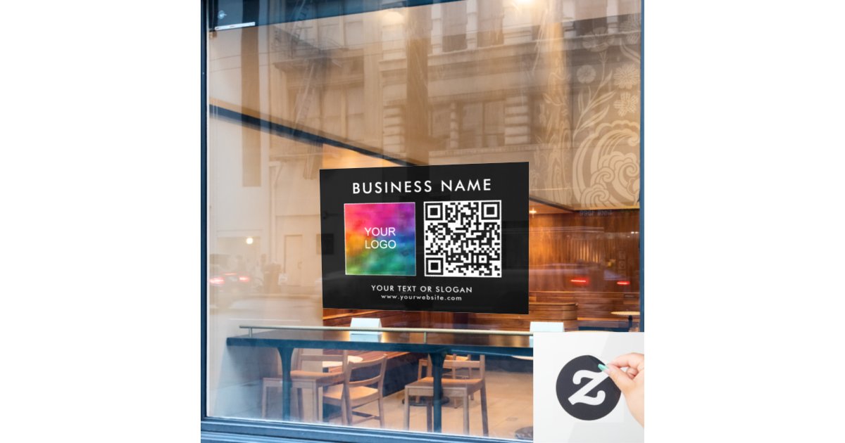 Personalised Minimalist Template Logo QR Code Window Cling | Zazzle