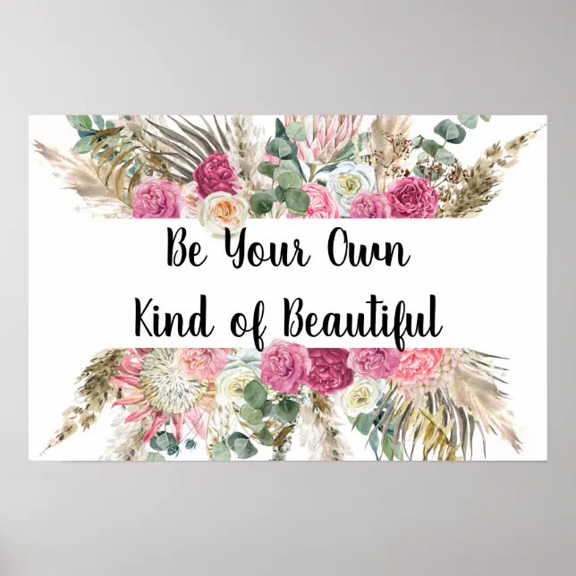 Personalised Motivational Quote Pink Floral Poster | Zazzle
