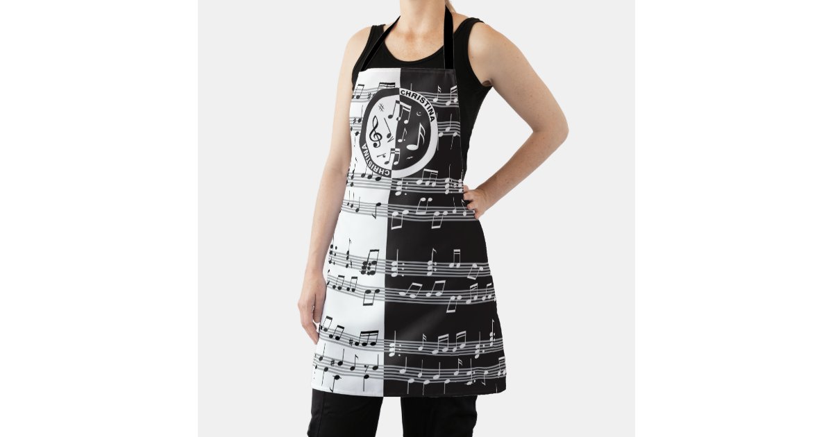 Personalised music score design apron | Zazzle