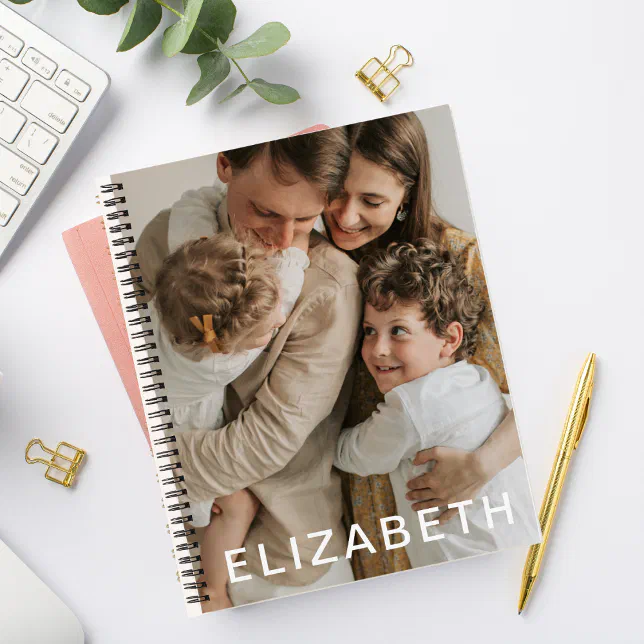 Personalised Name Custom Photo Minimalist Notebook | Zazzle