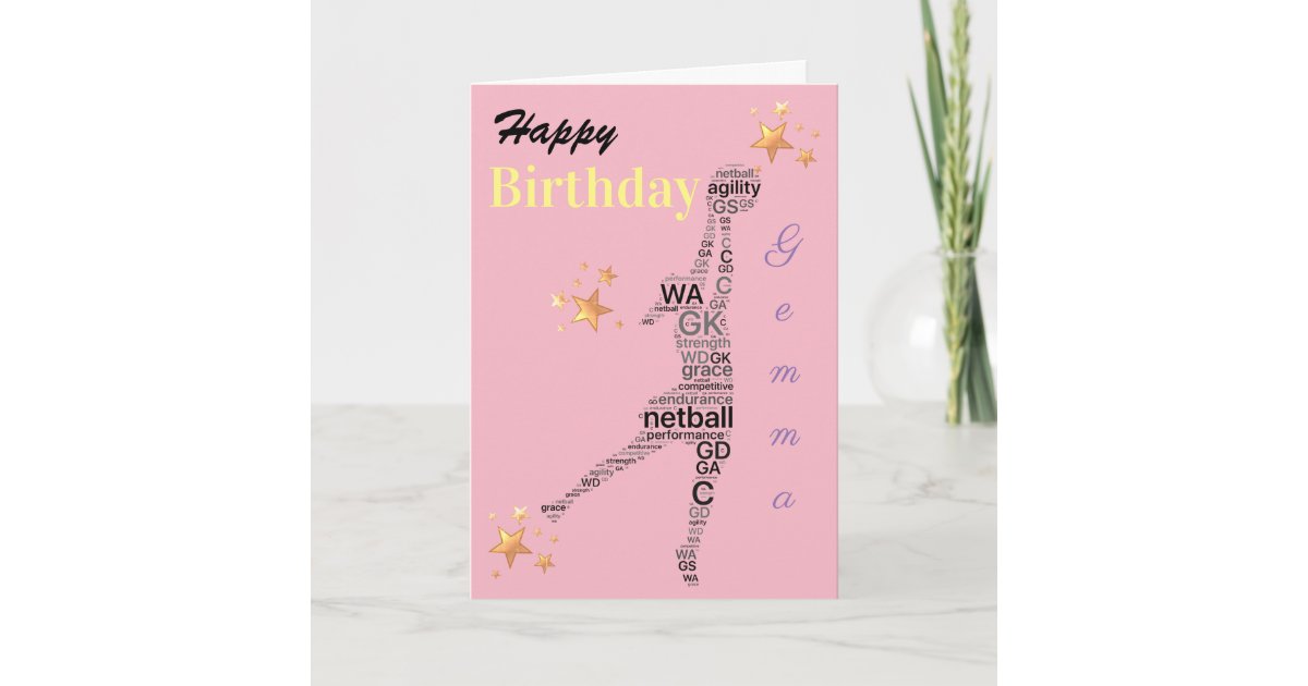 Personalised Netball Theme Birthday Card | Zazzle