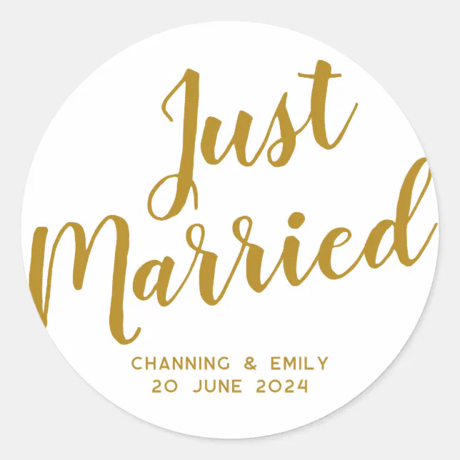 Personalised Newlywed Honeymoon Just Married Classic Round Sticker | Zazzle