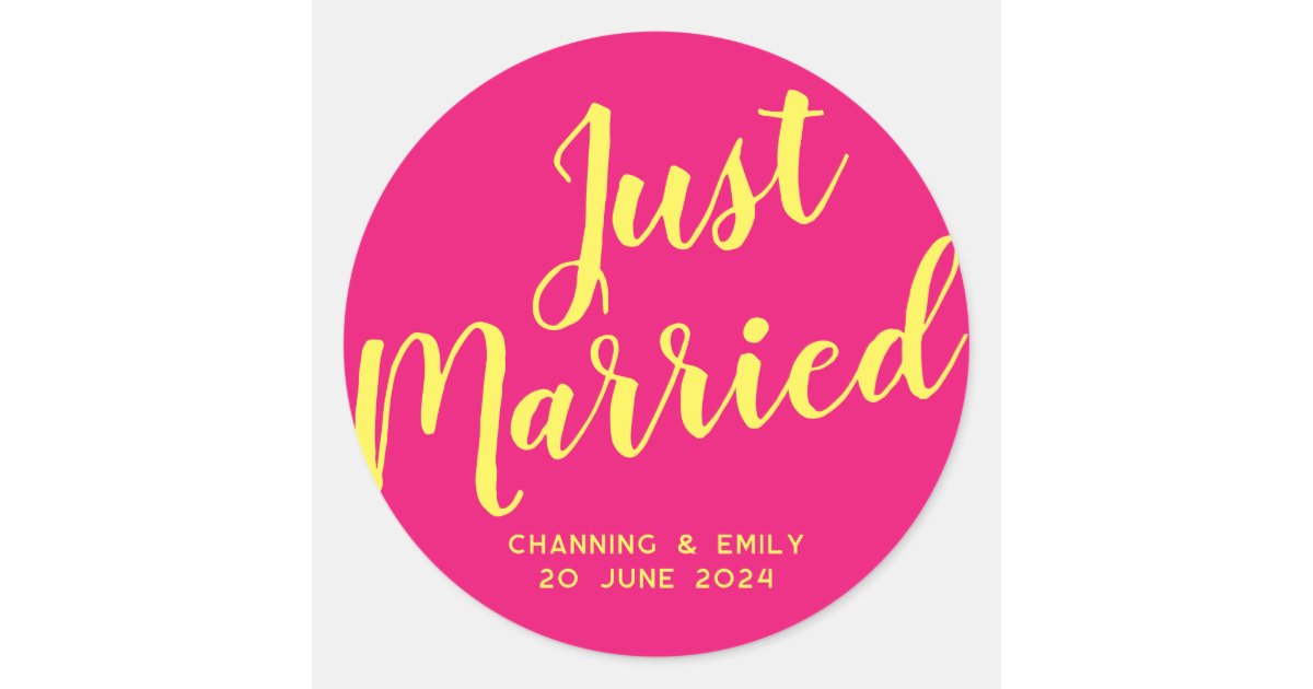 Personalised Newlywed Honeymoon Just Married Classic Round Sticker | Zazzle