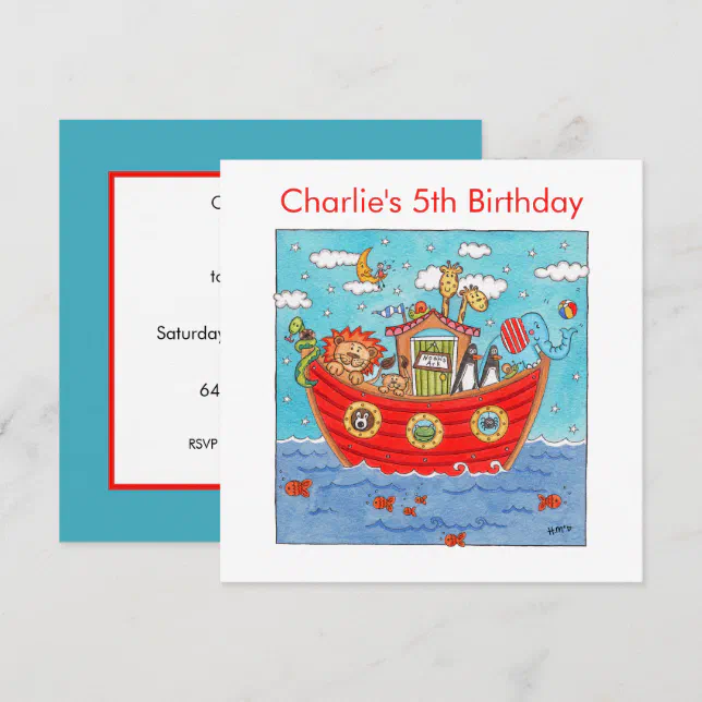 Personalised Noah's Ark Birthday Invitation | Zazzle