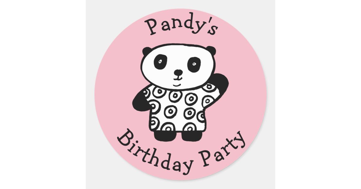 Personalised Pandy the Panda Birthday Party Classic Round Sticker | Zazzle