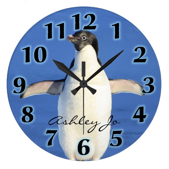 Personalised Penguin Wall Clock | Zazzle.co.uk