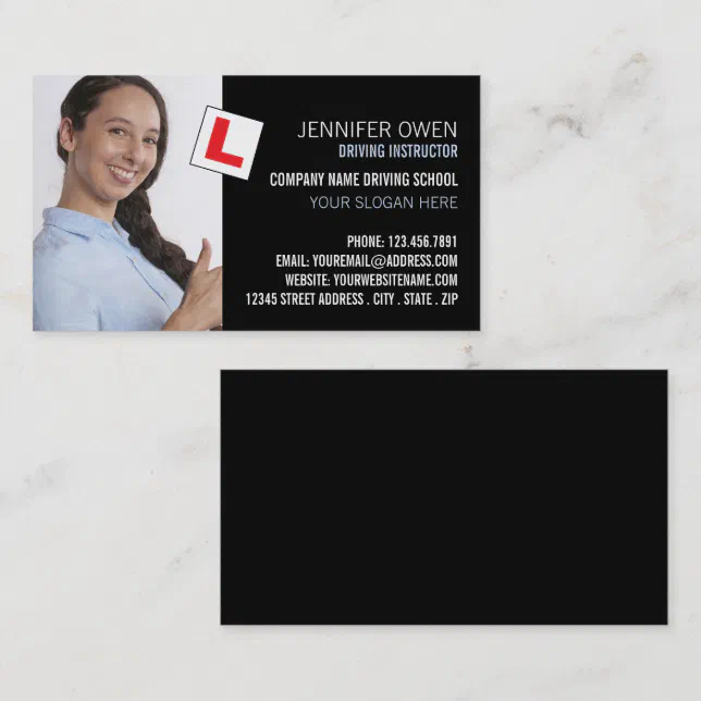 Personalised Photo, Driving School, Instructor Business Card | Zazzle