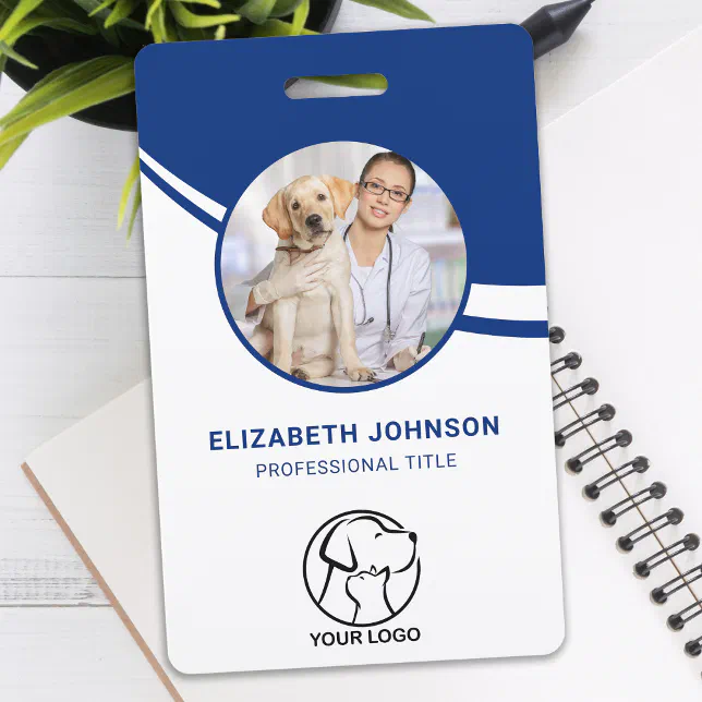 Personalised Photo Employee Bar Code Logo Name ID Badge | Zazzle