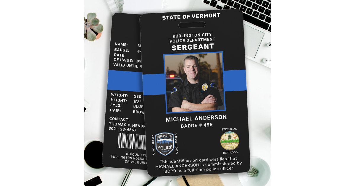 Personalised Photo Law Enforcement Police ID Card ID Badge | Zazzle