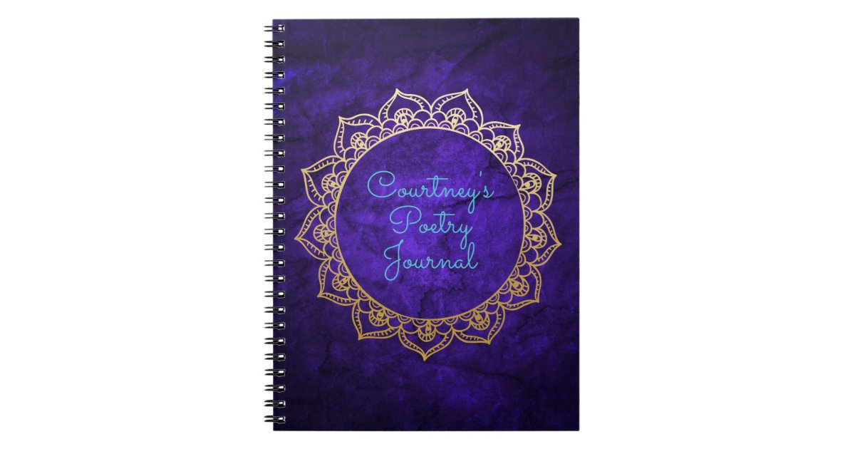 Personalised Poetry Journal with Gold Mandala | Zazzle