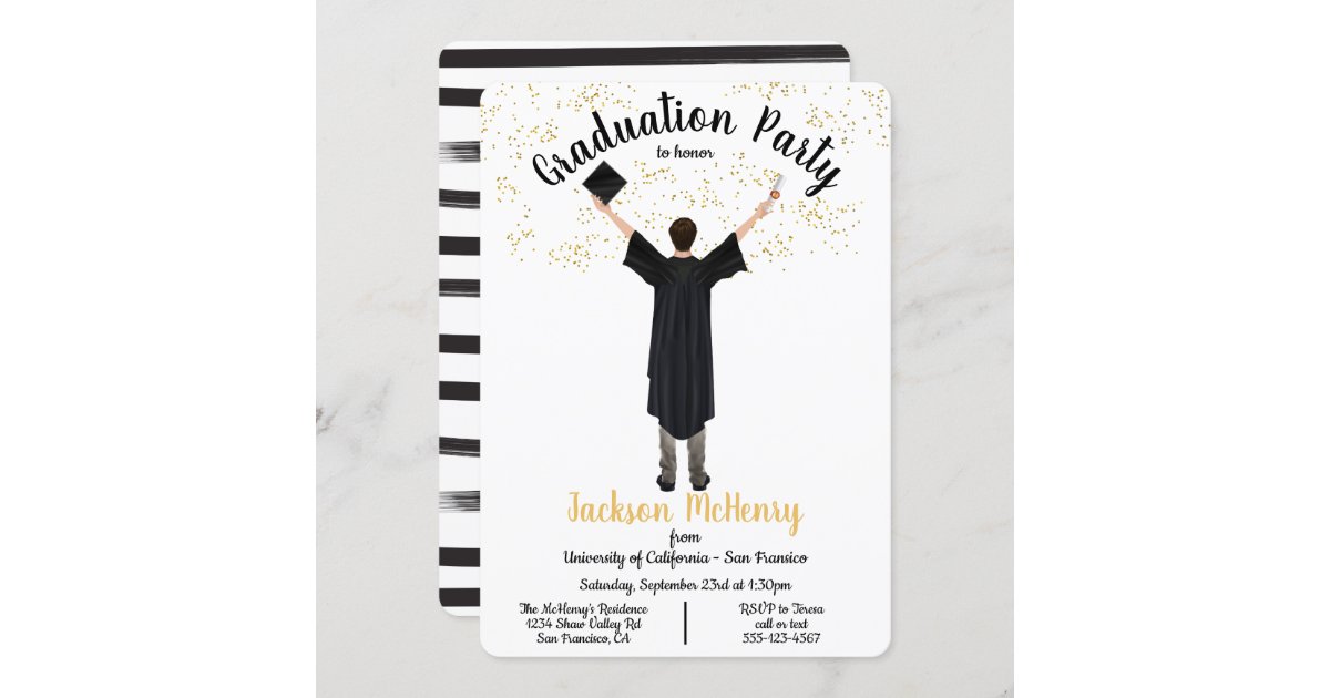 Personalised Portrait Male Graduation invitations | Zazzle