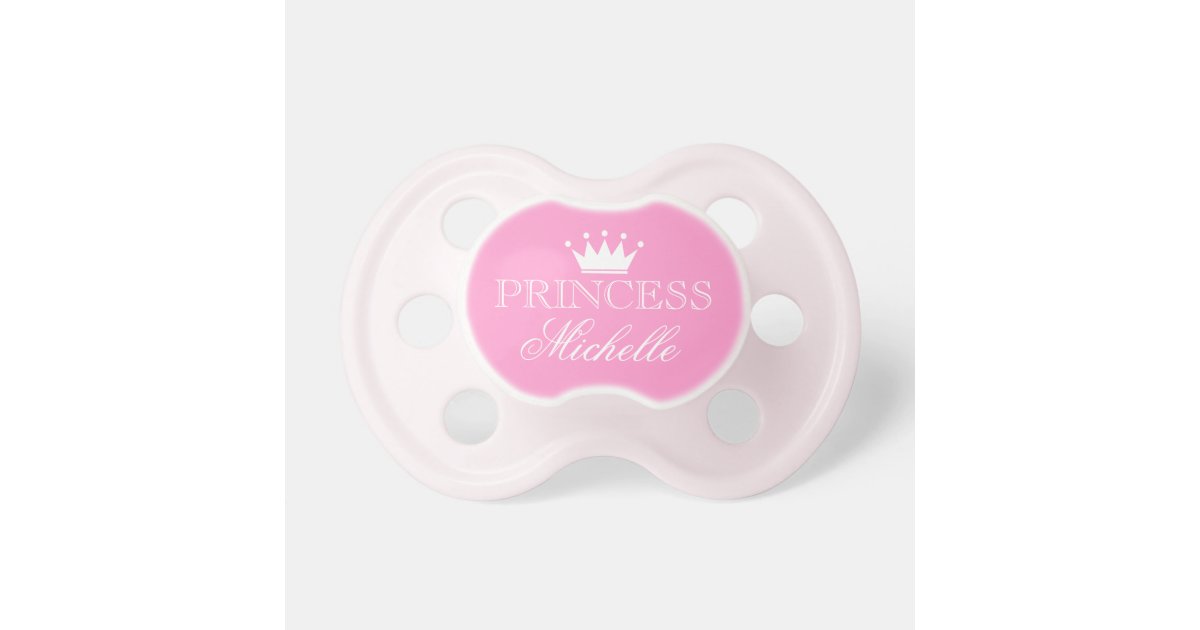 Personalised princess pacifier with name and crown | Zazzle