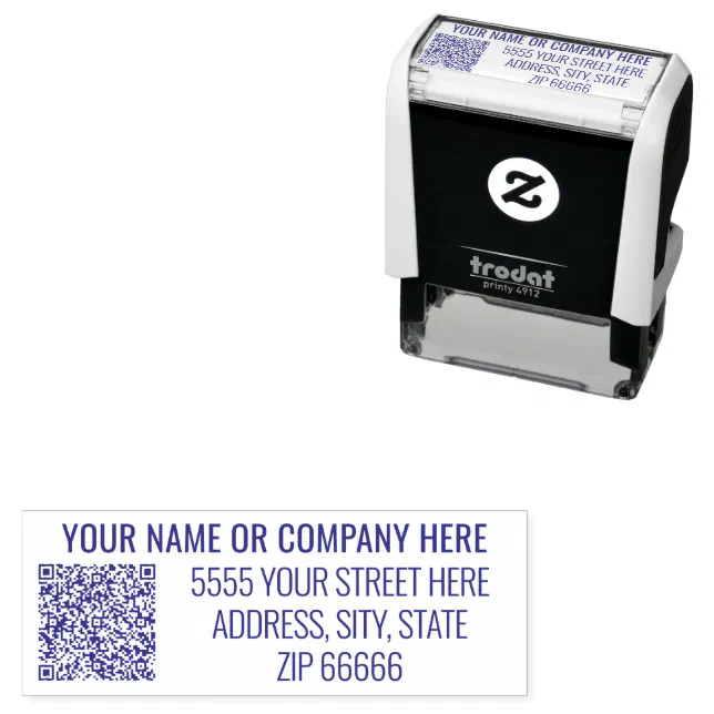 Personalised QR Code Name Address Stamp Template | Zazzle
