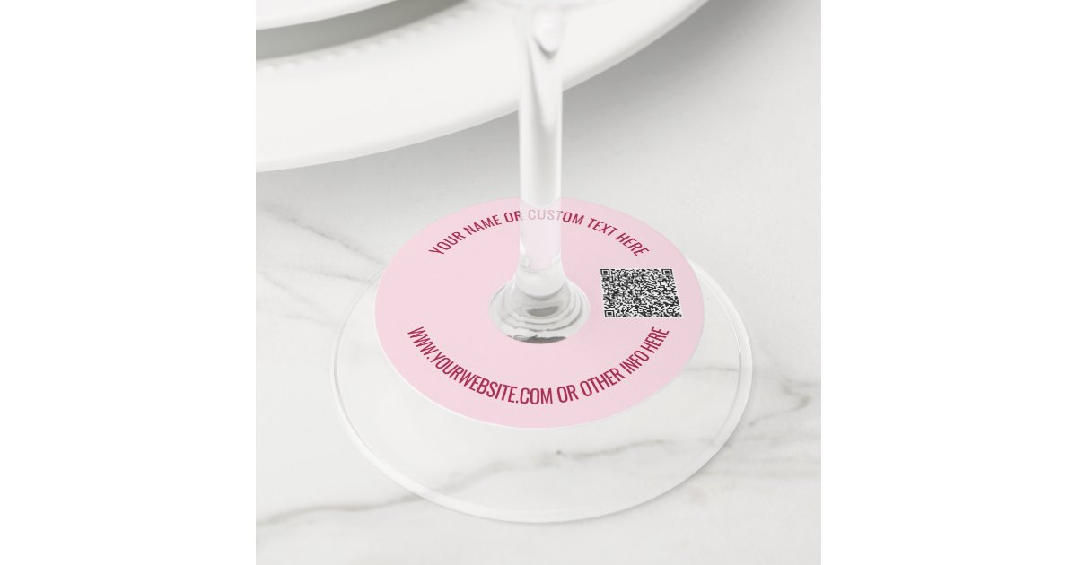 Personalised QR Code Text Wine Glass Tag Template | Zazzle