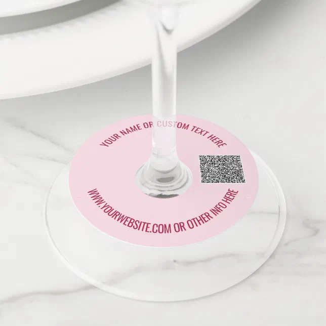 Personalised QR Code Text Wine Glass Tag Template | Zazzle