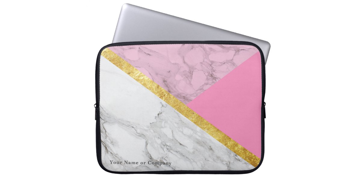 Personalised Rose Gold Pink Marble Laptop Case | Zazzle