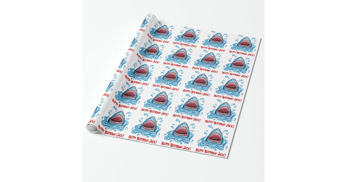 Personalised Shark wrapping paper | Zazzle