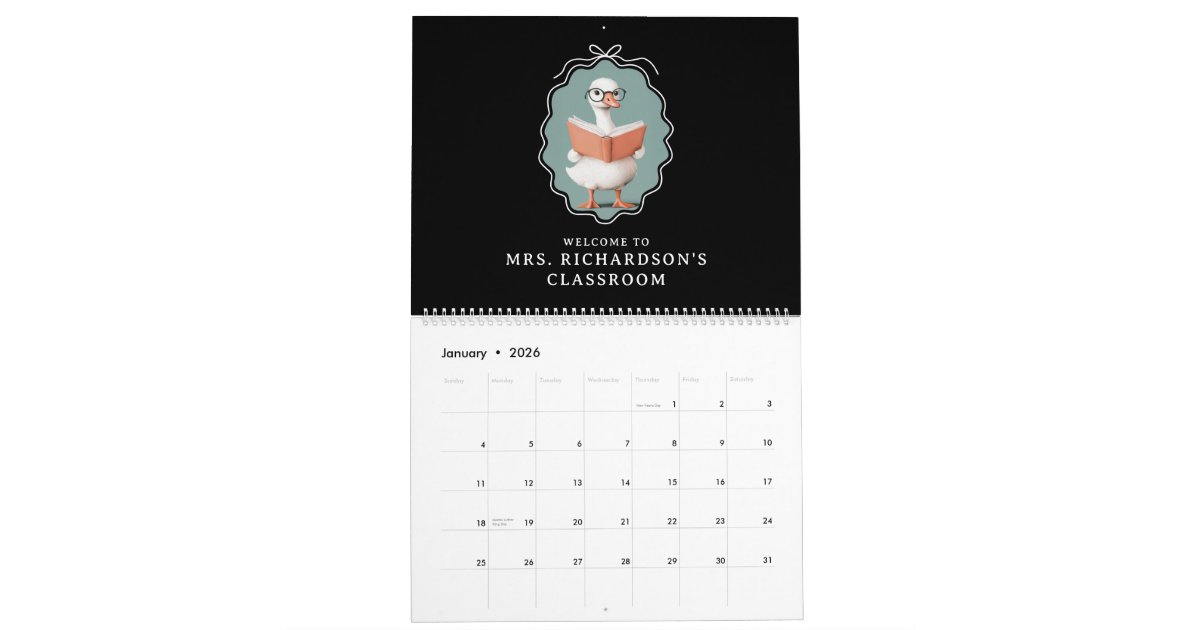 Personalised Silly Goose Teacher Club Classroom Calendar | Zazzle