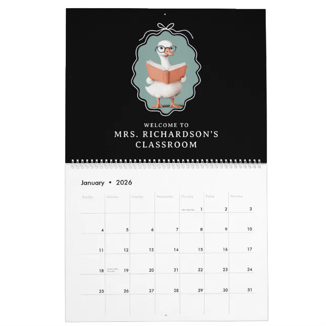 Personalised Silly Goose Teacher Club Classroom Calendar | Zazzle