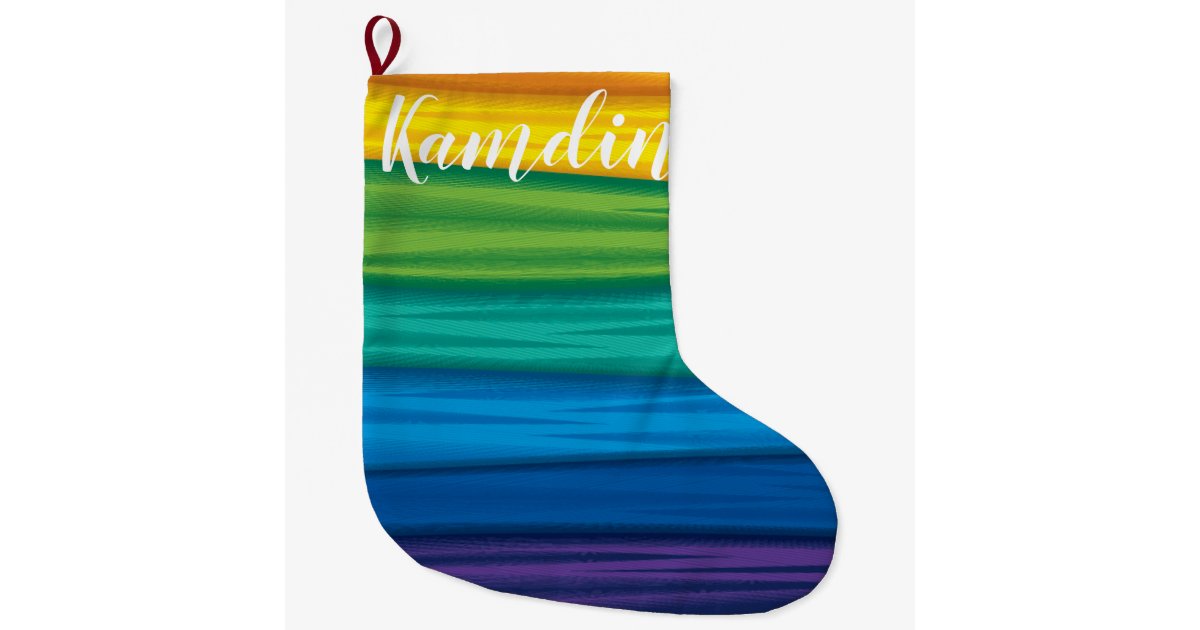 Personalised Stocking lgbtq rainbow flag lesbian g | Zazzle