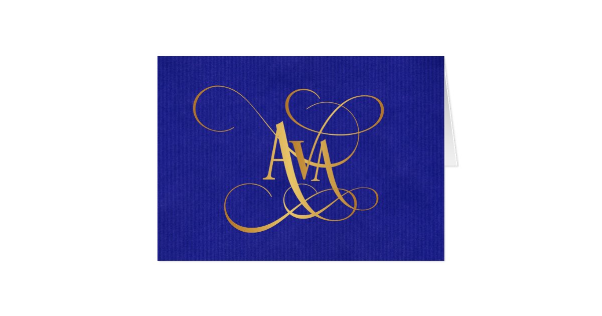 Personalised Swirly Script Ava Gold on Blue | Zazzle